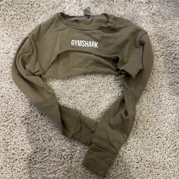 Gymshark | Tops | Gymshark Super Cropped Sweater In Khaki | Poshmark